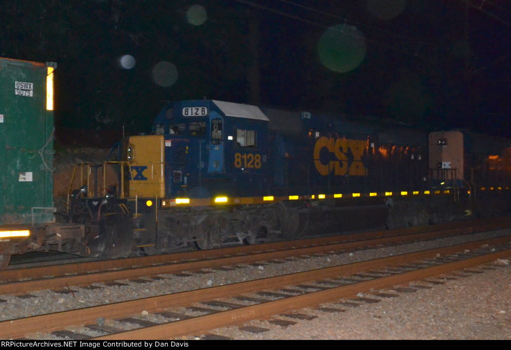 CSX SD40-2 8128 trails a pair of SD70ACs on Q703-05